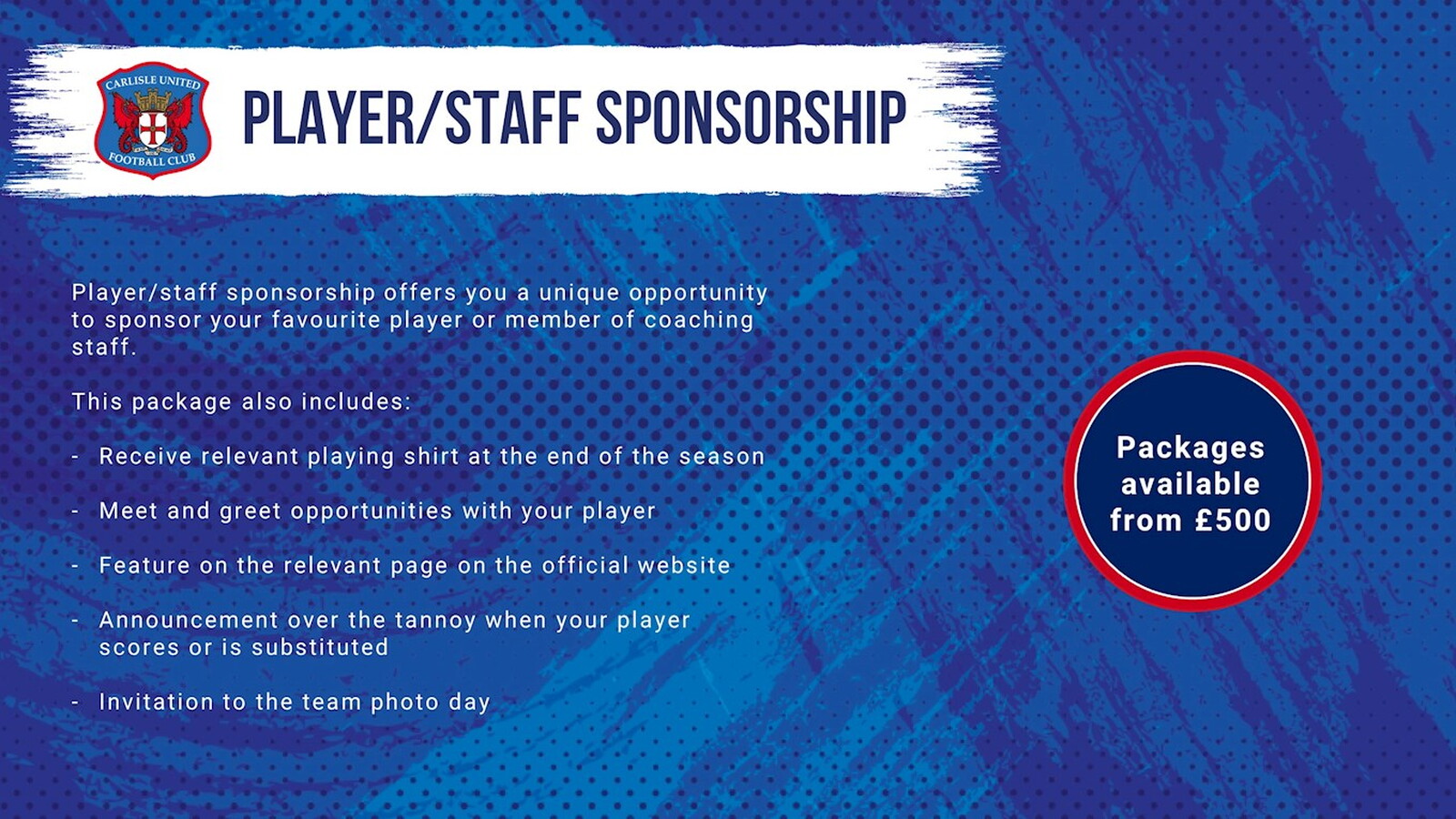 SPONSORSHIP: Player sponsorship information | Carlisle United Football Club