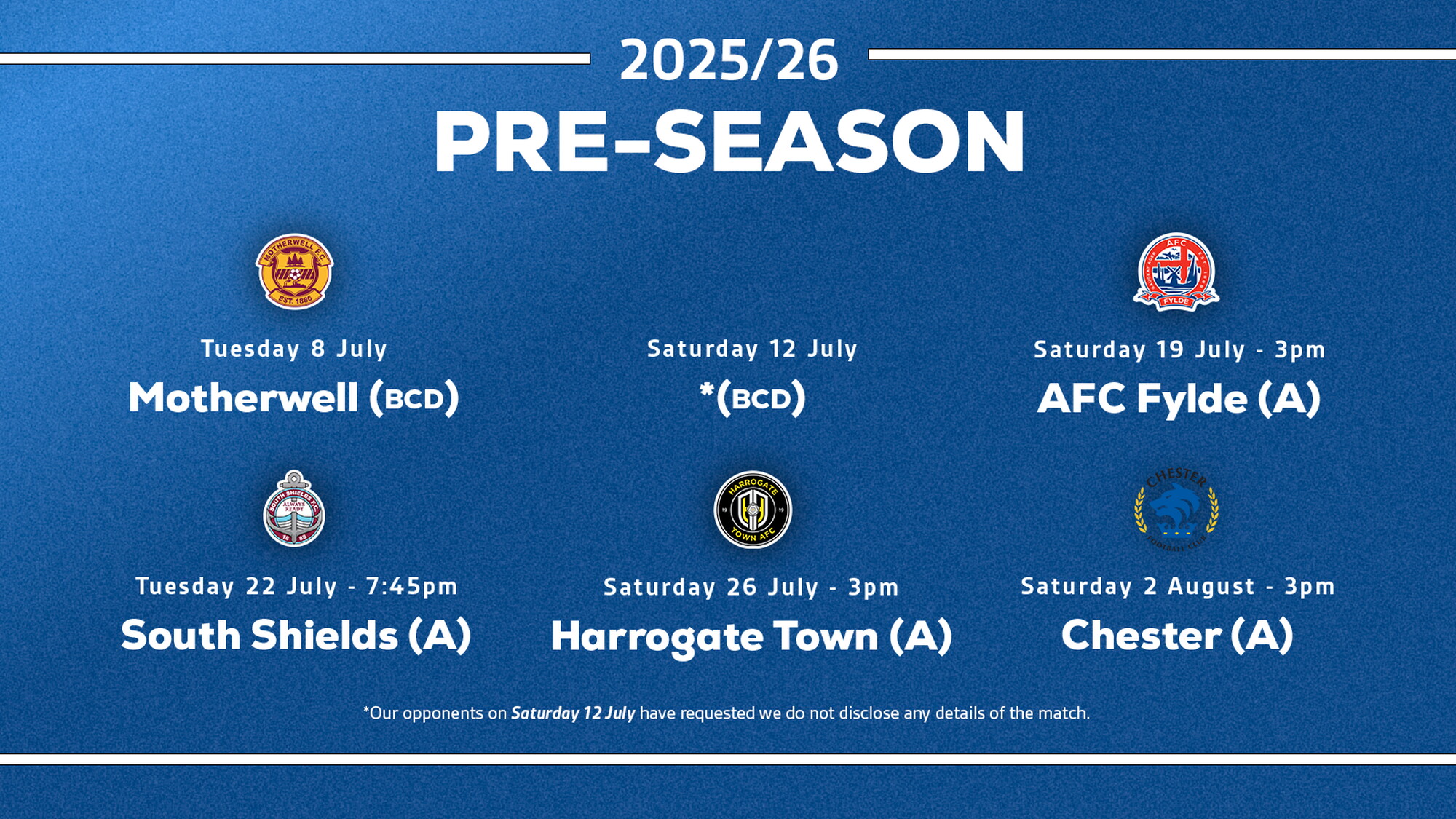 2025/26 PRE-SEASON FRIENDLIES | Carlisle United Football Club